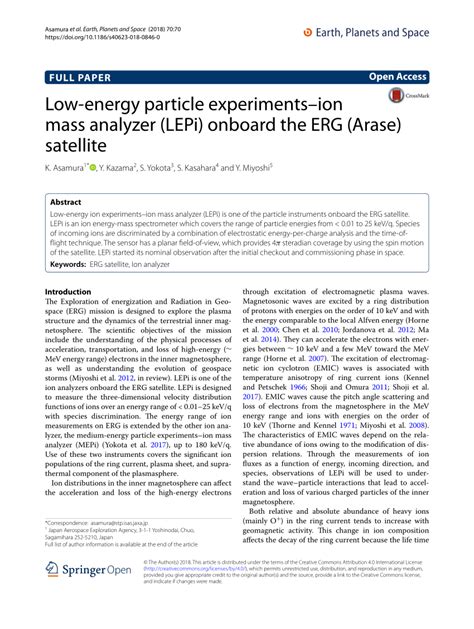 Pdf Low Energy Particle Experiments Ion Mass Analyzer Lepi Onboard The Erg Arase Satellite
