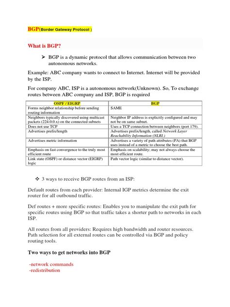 Bgp Short Notes Pdf Routing Router Computing