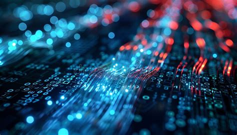 Optical Fiber Strands Binary Code And Circuit Board Multiple Exposure