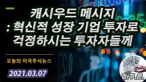 캐시우드 유튜브 방송 걱정하고 있는 투자자들에게의 조언 혁신 기업 투자의 기회가 찾아왔다 혁신적 성장주 투자에 대한 확신 미국증시전망 테크주전망 캐시우드인터뷰