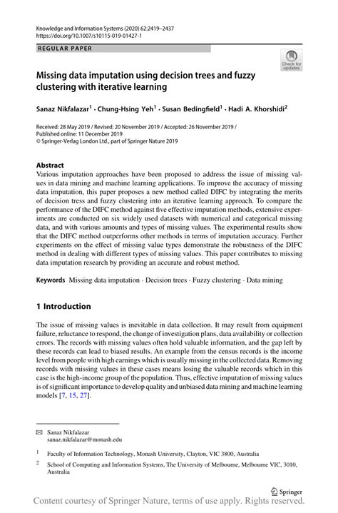 missing data imputation using decision trees and fuzzy clustering with