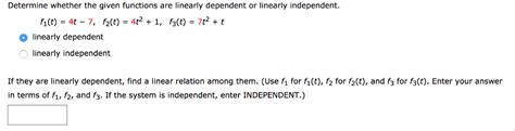 Solved Determine Whether The Given Functions Are Linearly