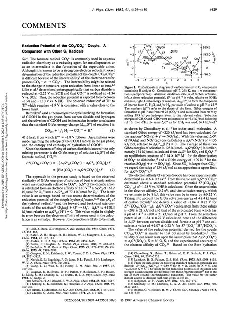 Koppenol Rush 2002 Reduction Potential Of The Carbon Dioxide Carbon Dioxide Radical Anion A