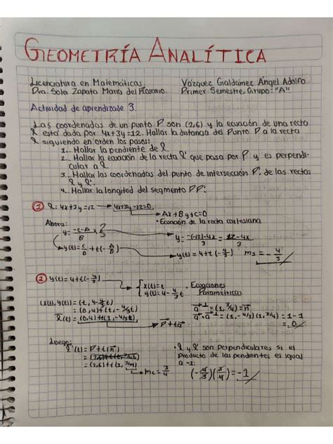 Ecuación Vectorial De Una Recta Geometría Analítica Pdf