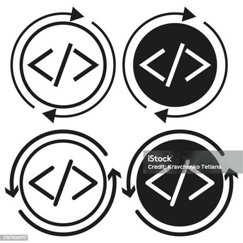 Coding Symbol Icon Programming Arrows Vector Coding Concept Circular