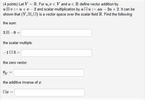 Solved Points Let V R For U VeV And A E R Define Vector Chegg