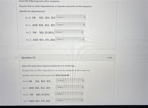 Solved Given The Following Instruction Sequence Assume That