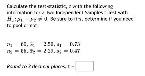 Answered Calculate The Test Statistic T With Bartleby