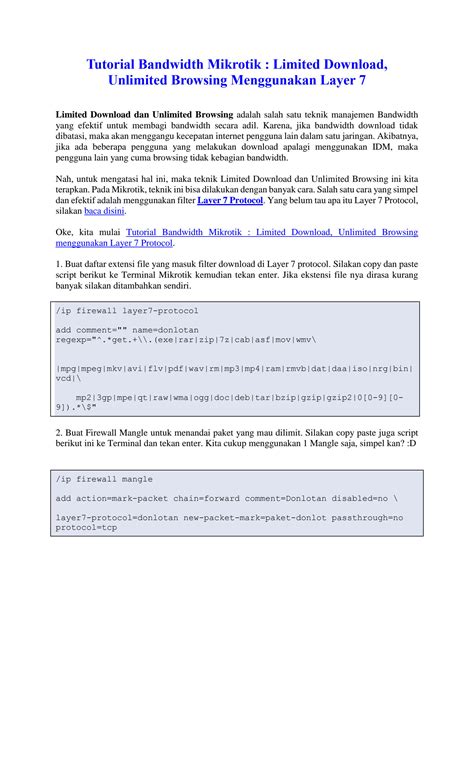 SOLUTION Tutorial Limit Bandwidth Pada Mikrotik Studypool