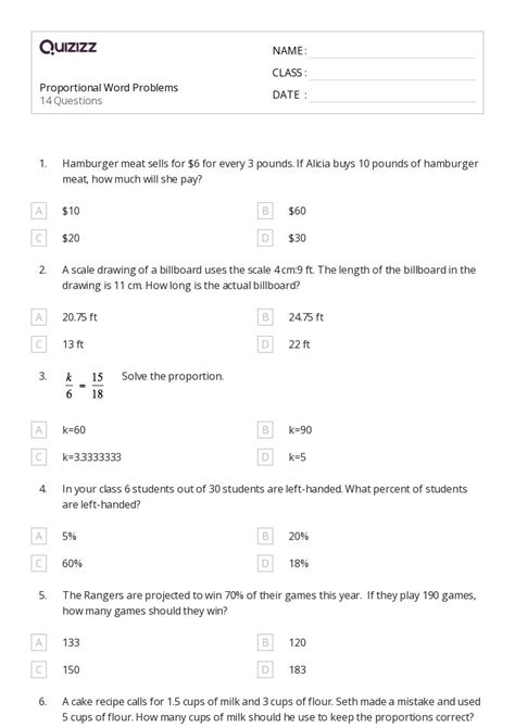 50 Math Word Problems Worksheets For 7th Grade On Quizizz Free And Printable