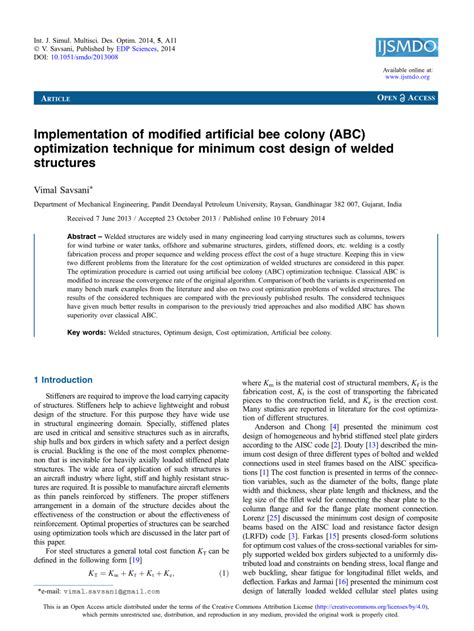 Pdf Implementation Of Modified Artificial Bee Colony Abc Optimization Technique For Minimum