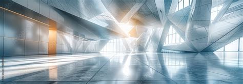 Abstract Light And Shadows Play Inside A Modern Concrete Architectural Structure With A