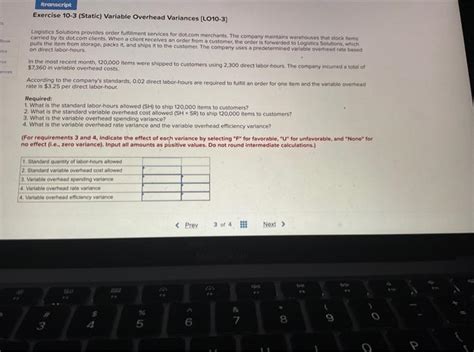Solved Exercise 10 3 Static Variable Overhead Variances
