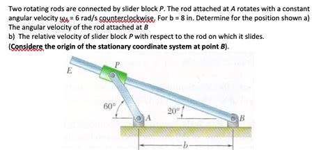 solved two rotating rods are connected by slider block p
