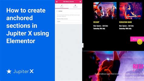 how to create anchored sections in jupiter x using elementor youtube