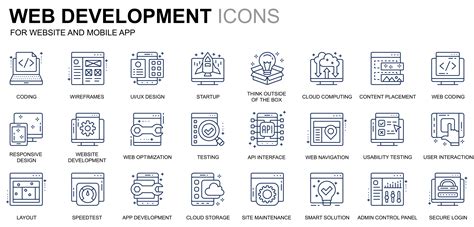 Simple Set Web Disign And Development Line Icons For Website And Mobile Apps Contains Such