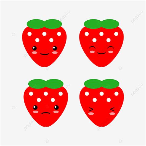 딸기의 귀여운 카와이 스티커 일러스트 상표 아플리케 장식 Png 일러스트 및 벡터 에 대한 무료 다운로드 Pngtree