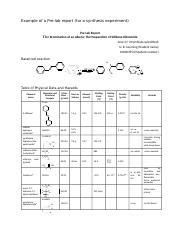 Sample Pre Lab From Manual Docx Example Of A Pre Lab Report For A Synthesis Experiment Pre Lab