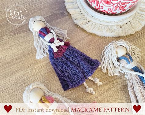 Macrame Doll PDF Pattern Tutorial Instant Download Free Macrame Knot Guide Boho Tassel