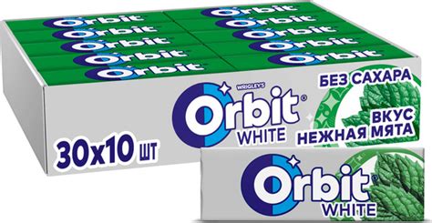 Жевательная резинка Orbit White Нежная мята, без сахара, 30 пачек по 13 ...