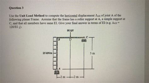 solved question 3 use the unit load method to compute the