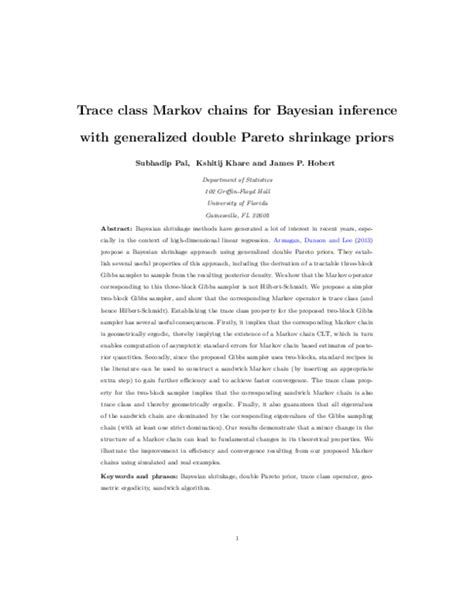 Pdf Trace Class Markov Chains For Bayesian Inference With Generalized