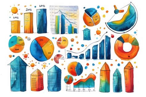 Premium Photo Cartoon Graphs And Charts In Watercolor Vector Style