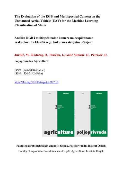 Pdf The Evaluation Of The Rgb And Multispectral Camera On The