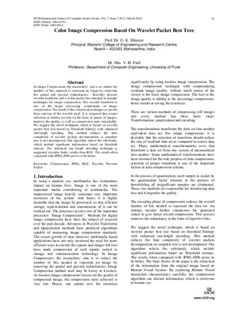 Pdf Color Image Compression Based On Wavelet Packet Best Tree