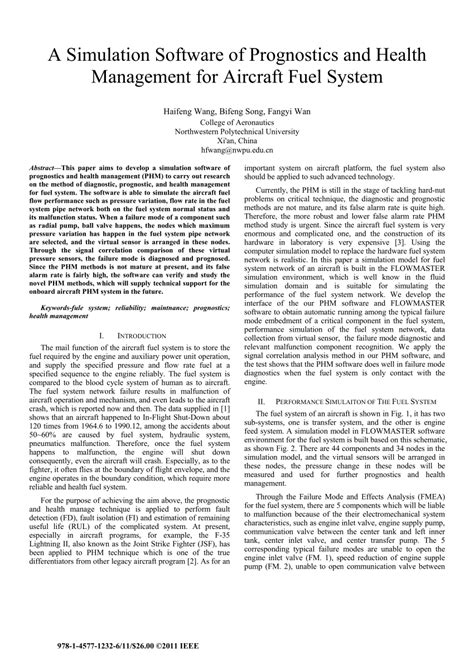Pdf A Simulation Software Of Prognostics And Health Management For Aircraft Fuel System
