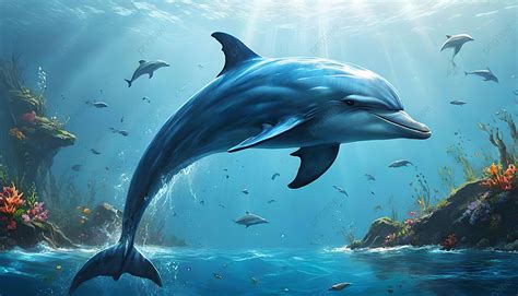 Blue Dolphin 3d Art Ai Photo Background Dolphin Blue Dolphin Dolphin