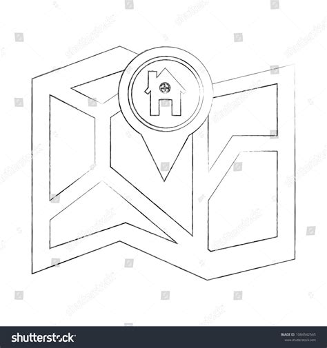 Folded Gps Map Navigation Home Pin Stock Vector Royalty Free Shutterstock