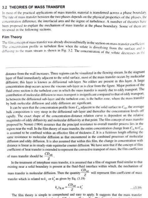 Mass Transfer Theories Pdf Diffusion Turbulence