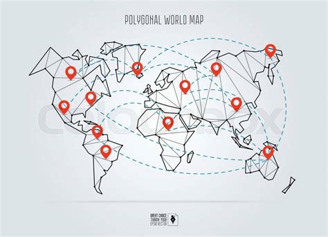 Polygonal Abstract World Map Vector Illustration Abstract Global Connection Structure
