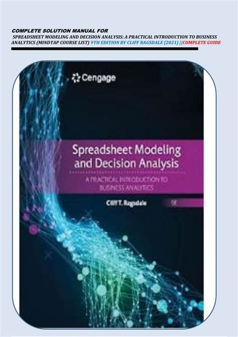 complete solution manual for spreadsheet modeling and decision analysis