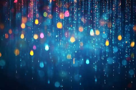 blue abstract background with colorful digital rain effect premium ai