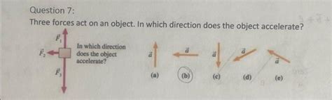 Solved Question 7 Three Forces Act On An Object In Which