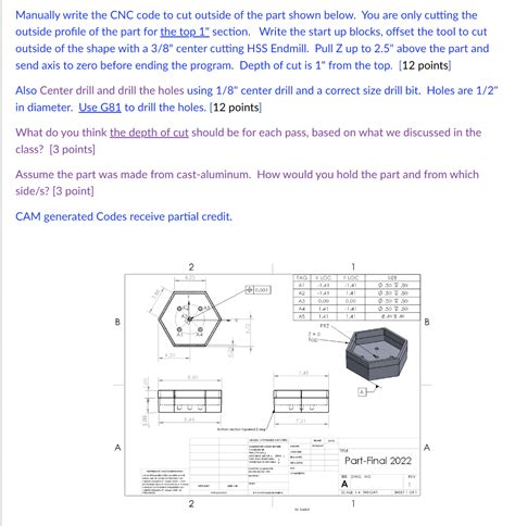 Solved Manually Write The CNC Code To Cut Outside Of The Chegg