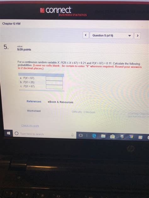 Solved Connect Business Statistics Chapter 6 Hw Question 5