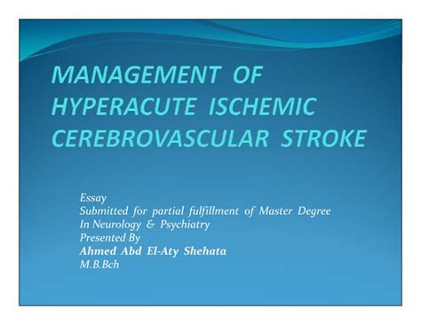 Thesis Sectionmanagement Of Hyperacute Ischemic Stroke Pdf