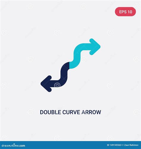 Two Color Double Curve Arrow Vector Icon From Arrows Concept Isolated Blue Double Curve Arrow