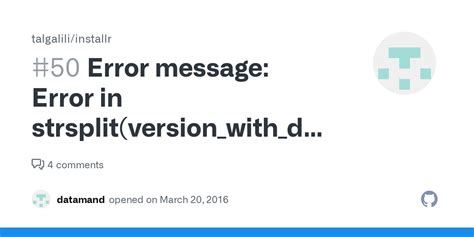 Error Message Error In Strsplitversionwithdots 1 Subscript Out Of Bounds