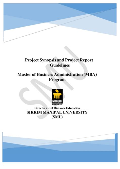 Pdf Mba Project Synopsis And Project Report Guidelines Project