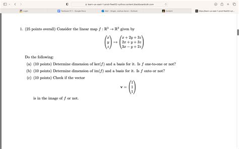 solved 25 points overall consider the linear map