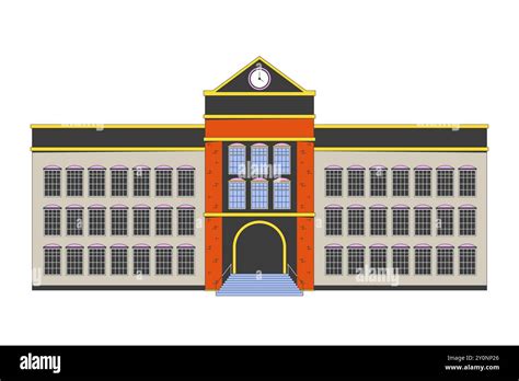 School Exterior 2d Cartoon Object Stock Vector Image And Art Alamy