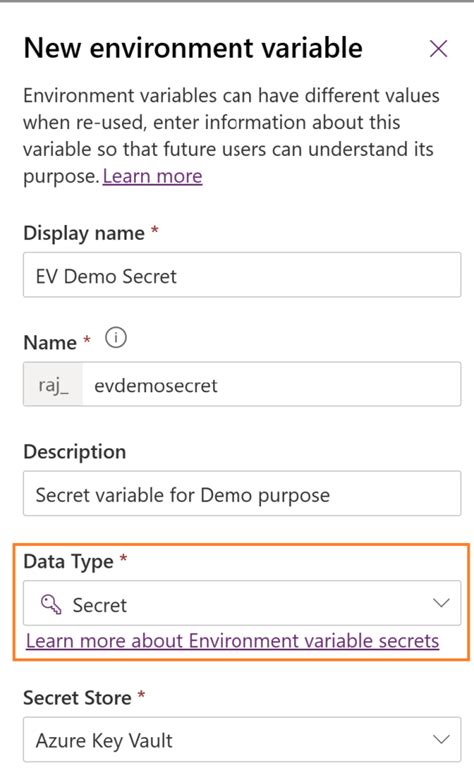 [step by step] configure and consume ‘environment variables of type ‘secret using ‘azure key