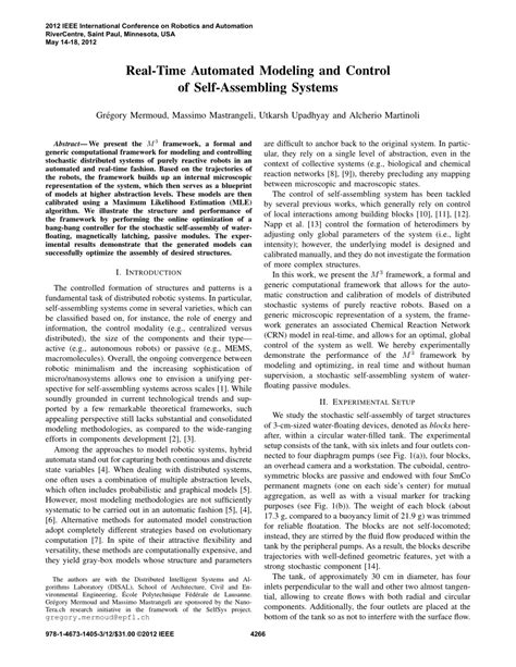 Pdf Real Time Automated Modeling And Control Of Self Assembling Systems