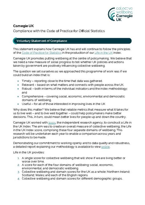 Voluntary Statement Of Compliance Carnegie Uk Trust