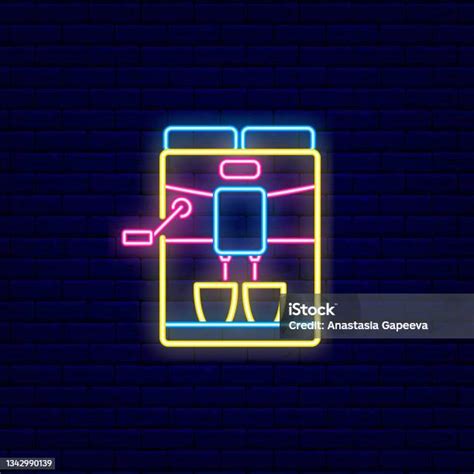 에스프레소 커피 머신 네온 라이트 아이콘 바리스타 전문 장치 편집 가능한 스트로크 격리된 벡터 그림 네온에 대한 스톡 벡터 아트 및 기타 이미지 Istock