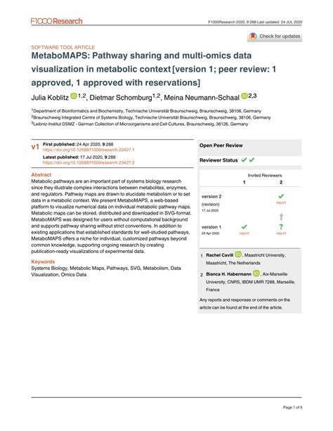 Pdf Metabomaps Pathway Sharing And Multi Omics Data Visualization In